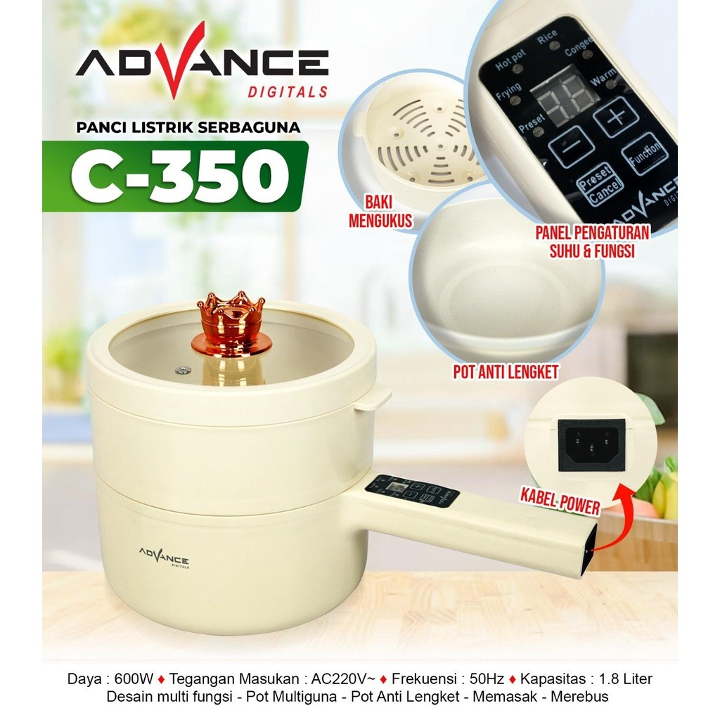 Jual Panci Listrik Advance C-350 Multifungsi 1.8L / Panci Elektrik C380 ...