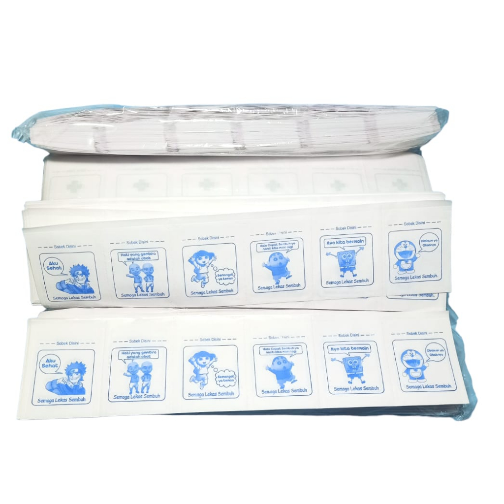 Jual Kertas Puyer Obat Logo Kartun Biru/Kertas Pembungkus Obat Racikan ...