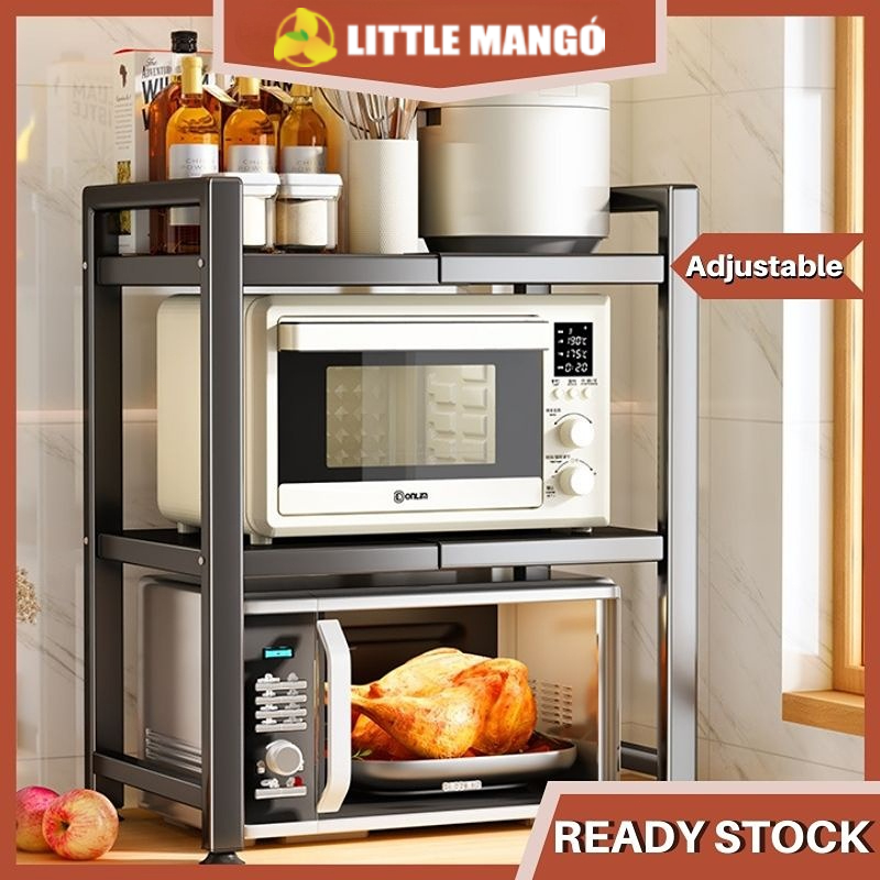 Jual Stainless Steel Microwave Oven Rack Adjustment Kitchen Rack ...