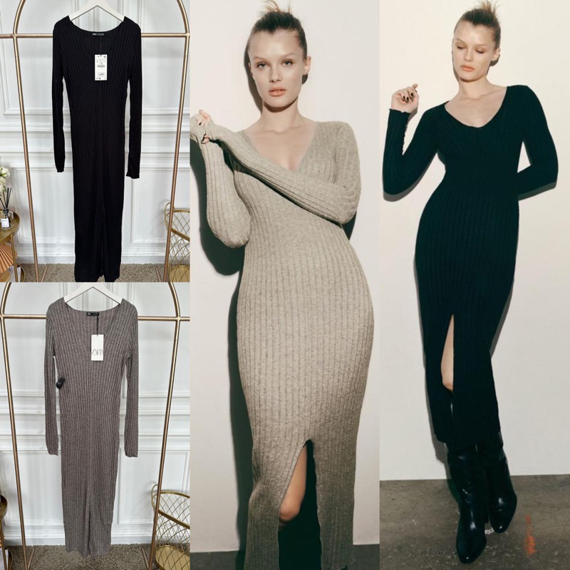 Jual ZARA soft ribbed dress( ZR03 ) | Shopee Indonesia