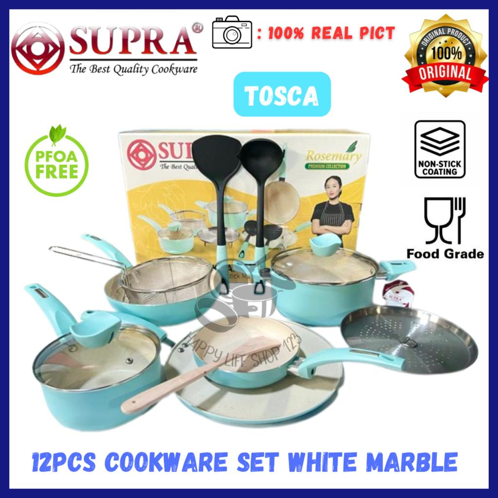 Jual NEW Panci Supra 12pcs Cookware Set Marble Pastel / Panci Supra ...