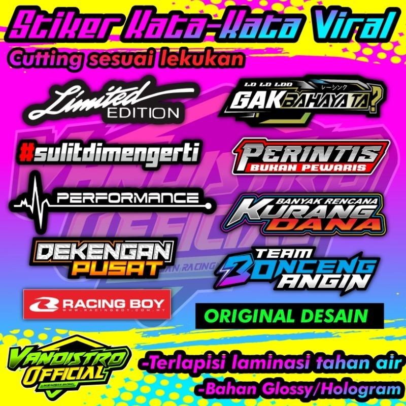 Jual stiker kata kata viral / stiker racing viral / stiker motor ...