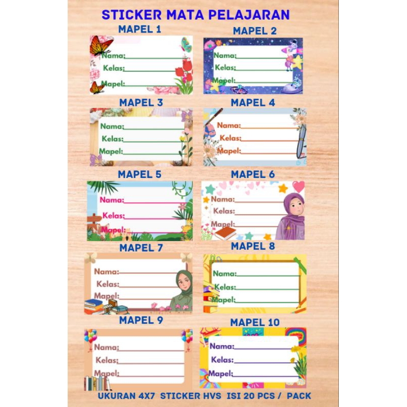 Jual Sticker Mapel isi 20 pcs-lebel Buku Pelajaran Sekolah-Sticker Mata ...