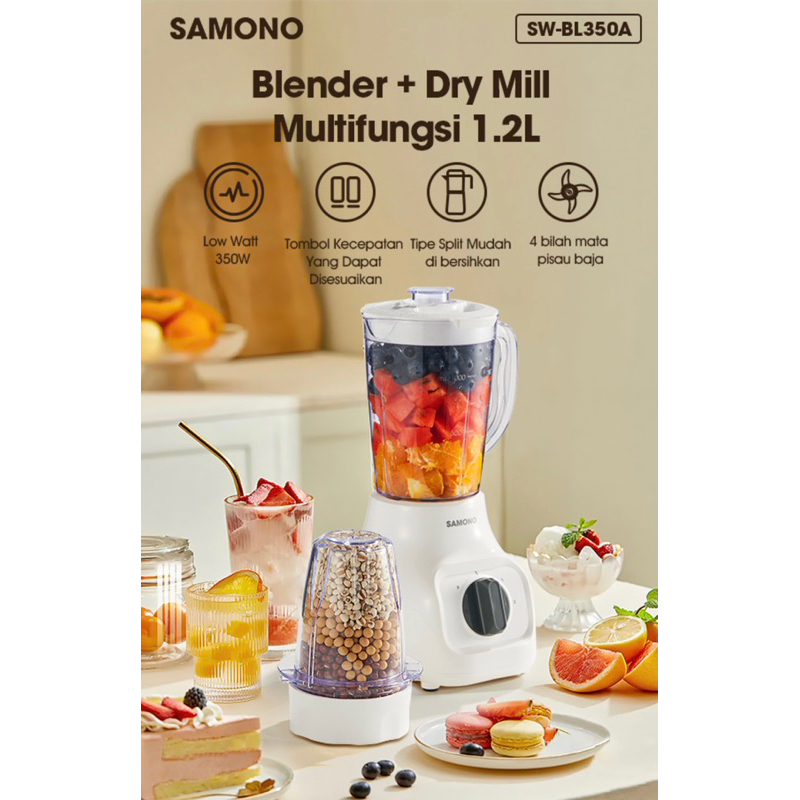 Jual Samono Blender Plastik Multifungsi 2in1 1.2 liter SW-BL350A ...