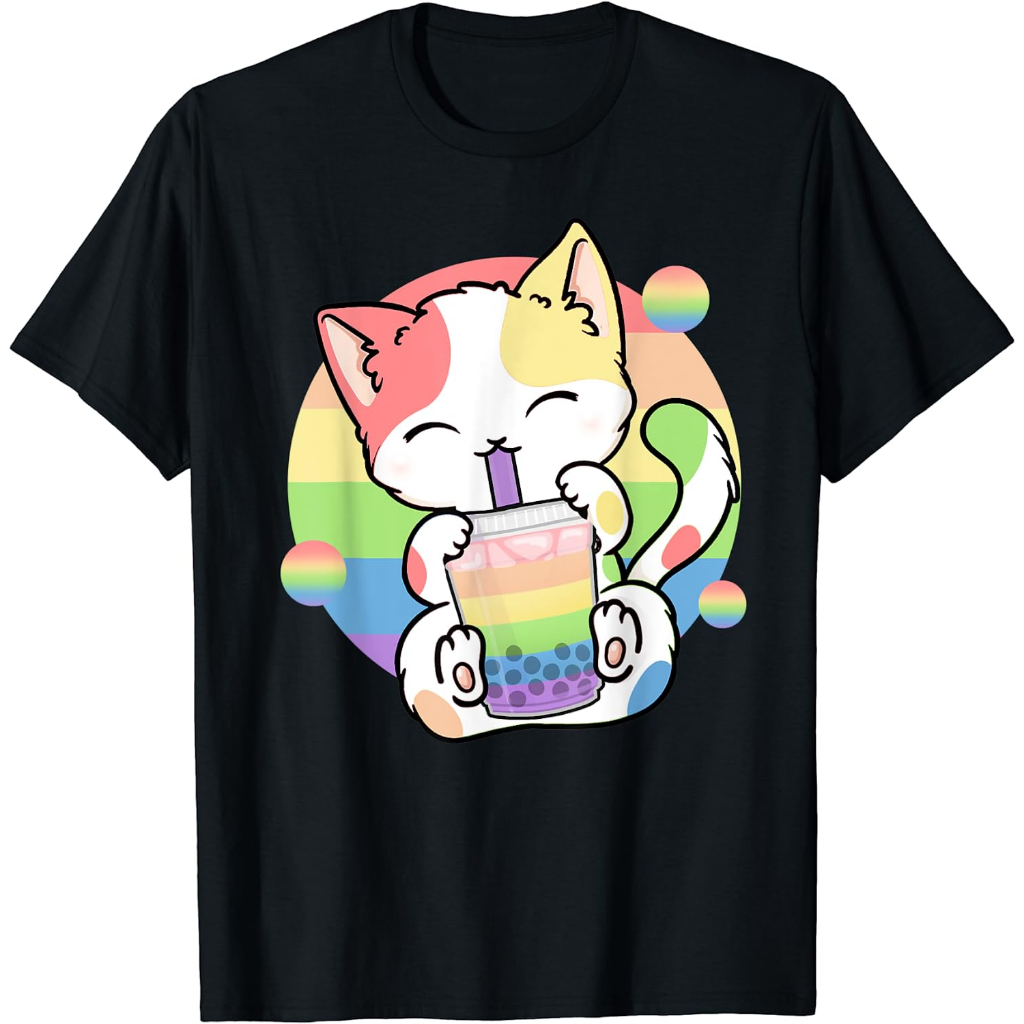 Jual Kaos Anak Cat Boba Tea Bubble Tea Anime Kawaii Neko LGBT Kitten T ...