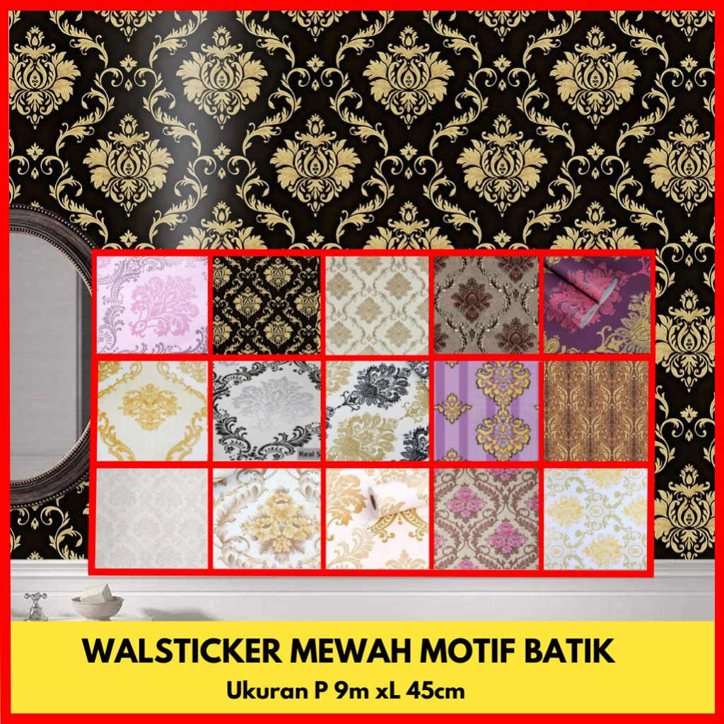 Jual Wallpaper Stiker Batik Mewah | Wall Stiker Dekorasi Ukuran L 45 cm ...