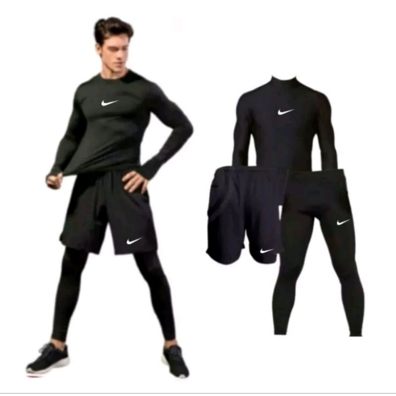 Jual FULL SET BAJU LEGGING CELANA PENDEK OLAHRAGA PRIA MANSET BASELAYER ...