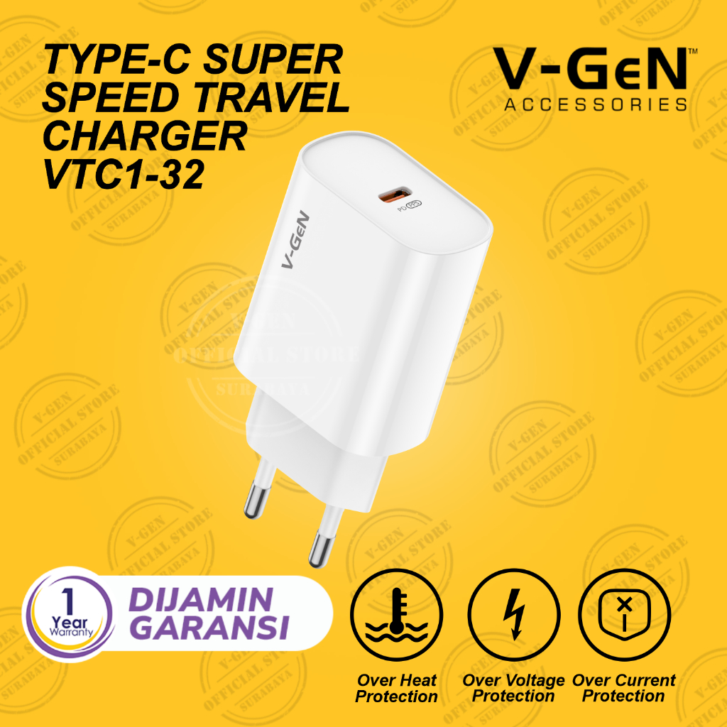 Jual Travel Charger V-GeN VTC1-32 20W Fast Charging QC3.0 PD Type C ...