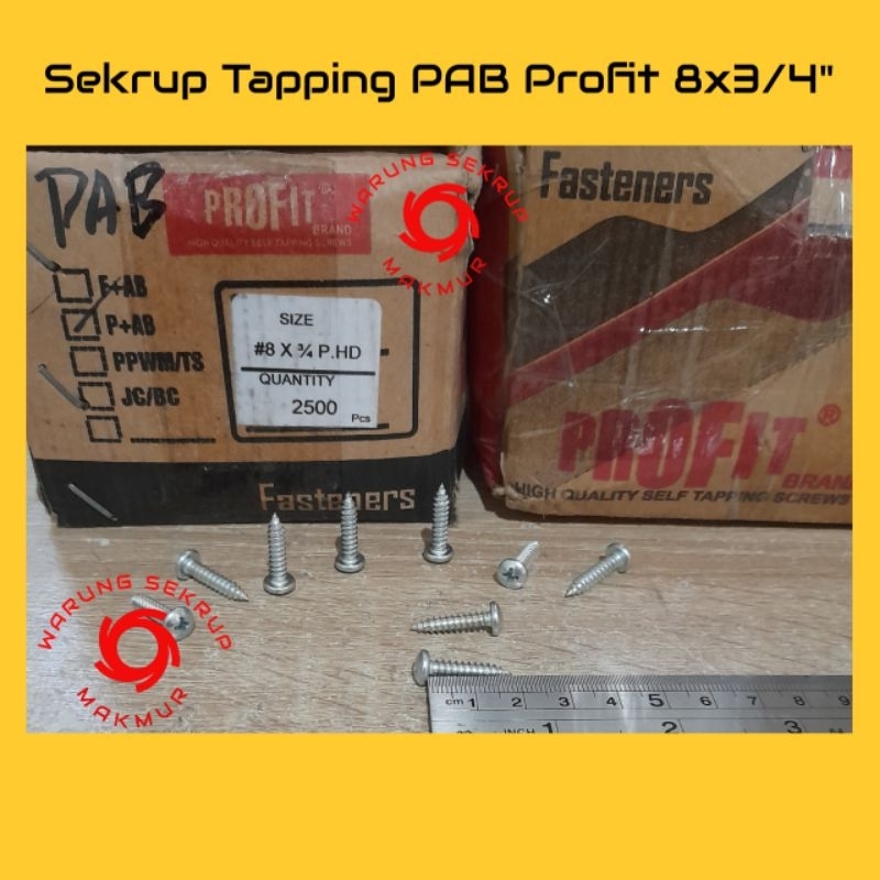 Jual (100 pcs) Sekrup PH #8x3/4" / Self Tapping Screw P+AB (2CM ...