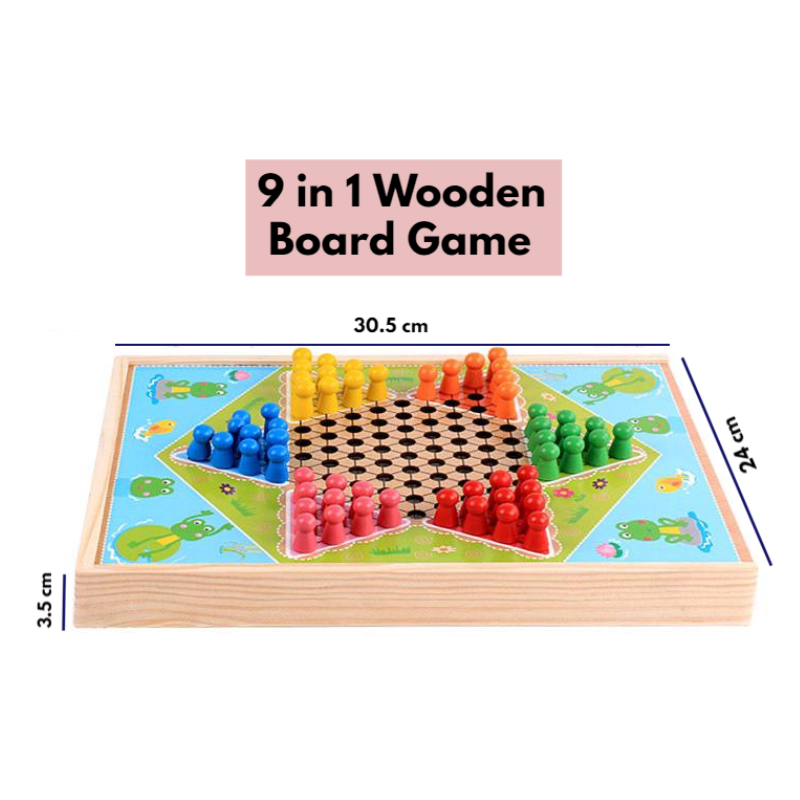 Jual Catur 9in1 Wooden Board Game Checkers Ular Tangga Ludo Othello ...