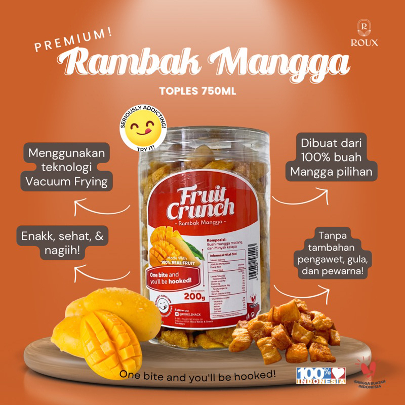 Jual FRUIT CRUNCH RAMBAK BUAH MANGGA PREMIUM TOPLES 750ml ENAK SEHAT ...