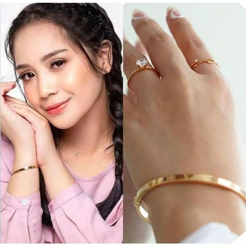 Jual GELANG TITANIUM slim Nagita Slavina anti luntur perhiasan wanita ...