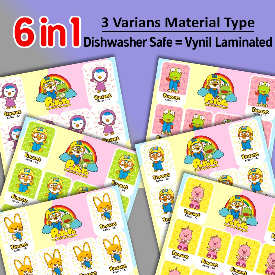 Jual STIKER NAMA STICKER LABEL PORORO STAMPS NAME CUSTOM NAMA ANAK ...