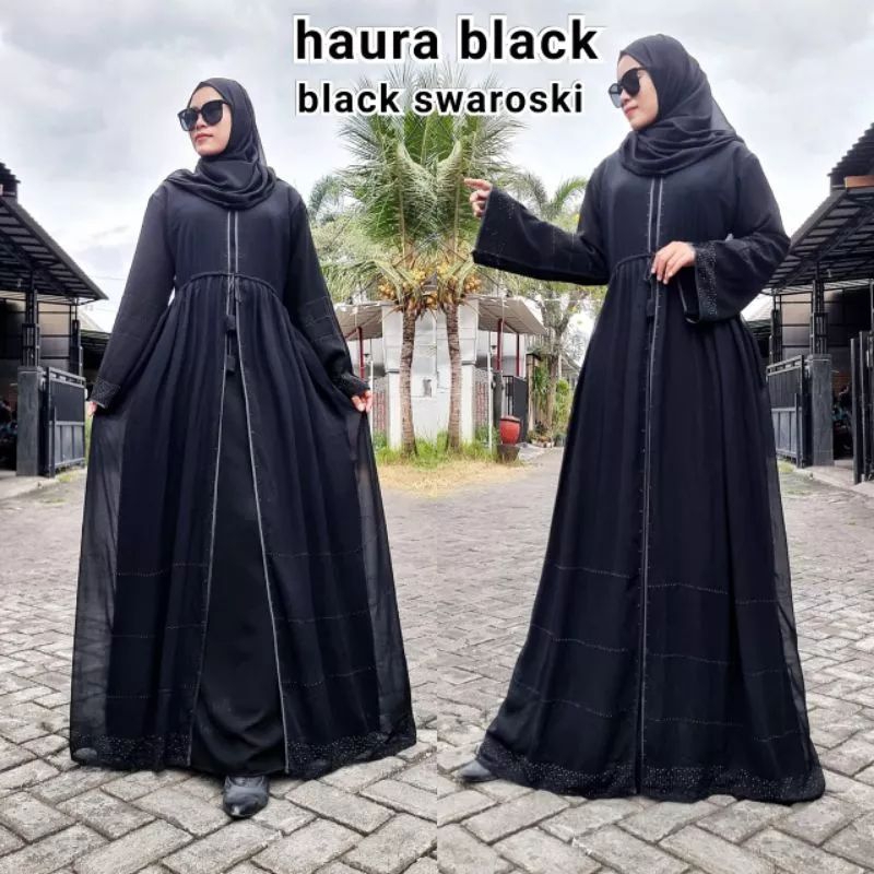 Jual Abaya Haura Black jetblack premium gread A | Shopee Indonesia
