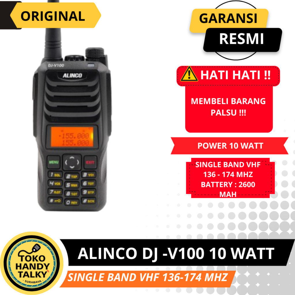 Jual ALINCO DJ V100 SINGLEBAND VHF 10 WATT DJV100 DJV 100 HT ALINCO 10W ORI | Shopee Indonesia