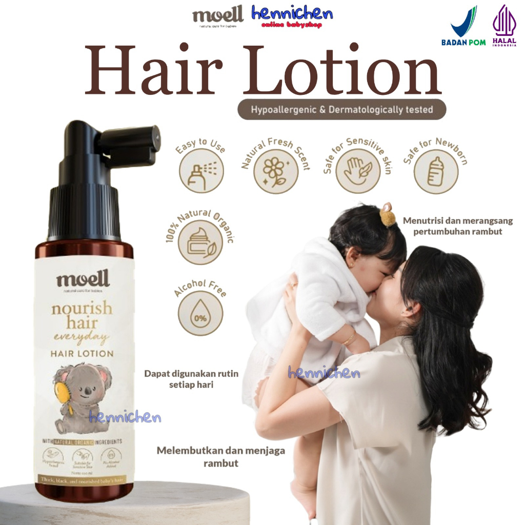 Jual Moell Hair Lotion 100ml / moel Nourish Hair Everyday / Hair Lotion ...