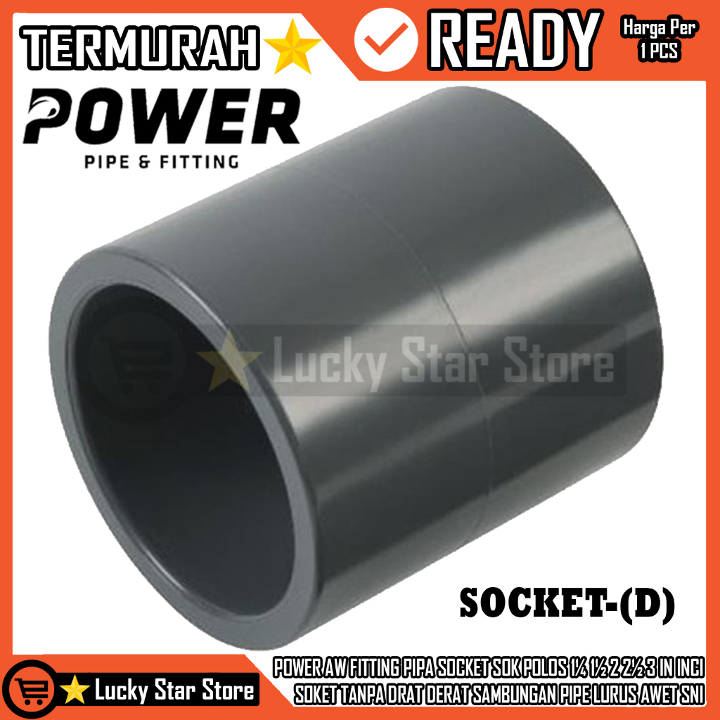 Jual Power Aw Fitting Pipa Socket Sok Polos 1¼ 1½ 2 2½ 3 In Inci Inchi ...