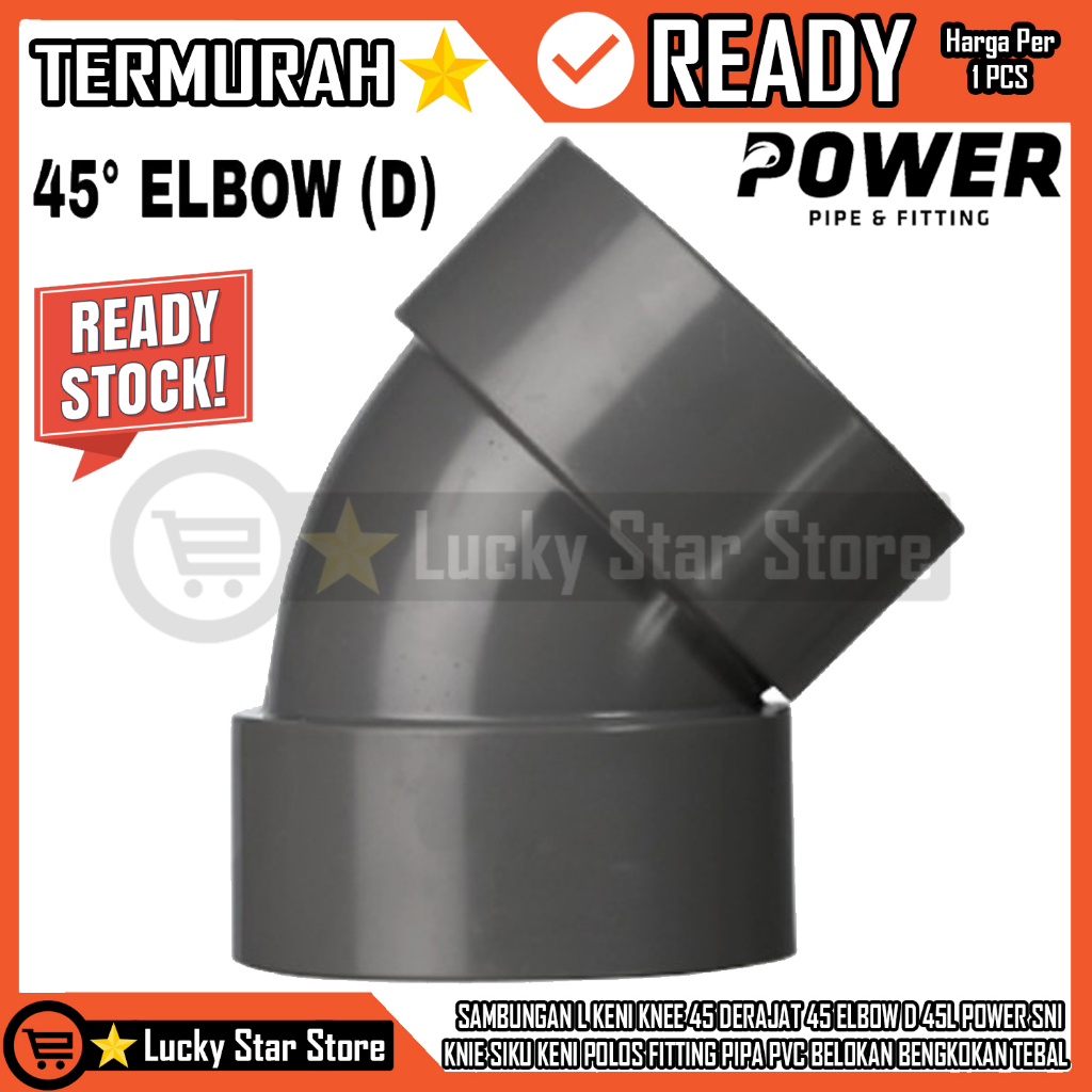 Jual Power Elbow D 45 Derajat Sambungan L Knee Tiga Inch Inchi Polos Fitting Pipa Pvc Belokan ...
