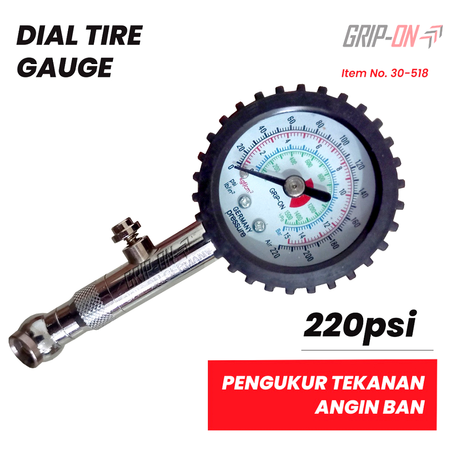 Jual Grip On Dial Type Tire Gauge /Alat Pengukur Tekanan Angin Ban ...