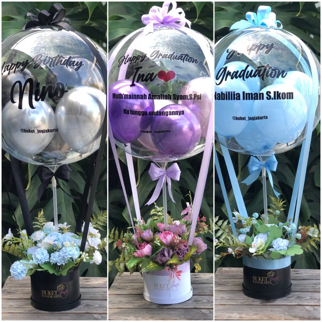 Jual BUKET BALON BUNGA BISA REQUEST NAMA UKURAN BESAR SEMUA WARNA READY ...