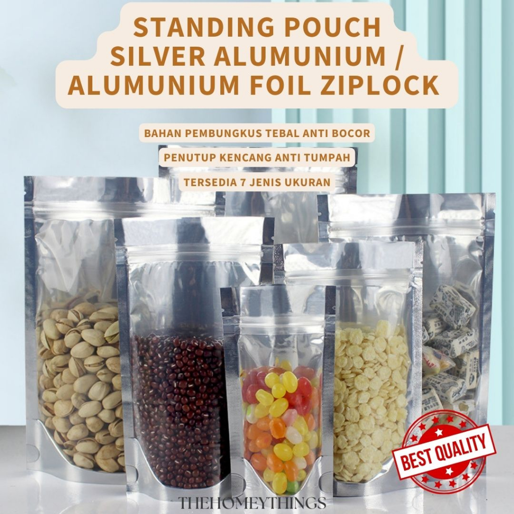 Jual STANDING POUCH SILVER ALUMUNIUM FOIL ZIPLOCK ECER SATUAN ...