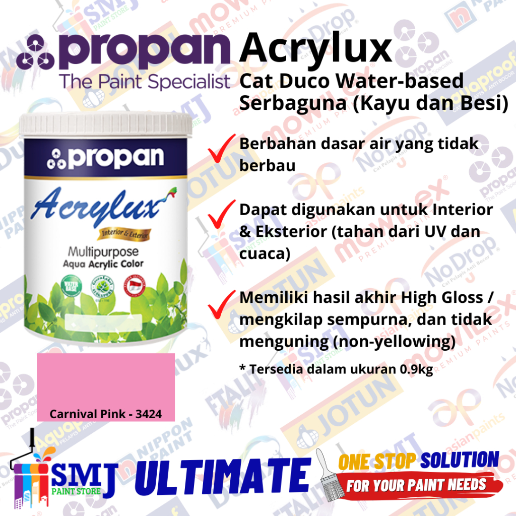 Jual Cat Duco Water Based Besi Kayu PROPAN ACRYLUX Carnival Pink 1kg ...