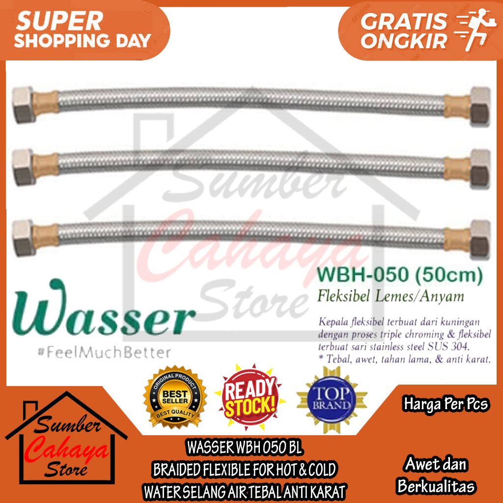 Jual WASSER WBH 050 BL BRAIDED FLEXIBLE FOR HOT AND COLD SELANG ...