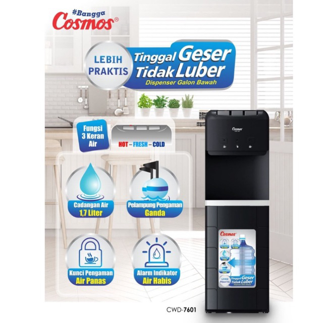 Jual Cosmos Dispenser Galon Bawah 3 Kran Hot Cool Normal CWD-7601 | Shopee Indonesia