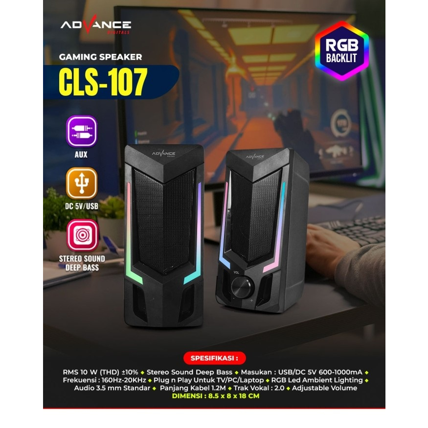 Jual Advance CLS107 CLS-107 Speaker Gaming RGB PC/Komputer Laptop ...