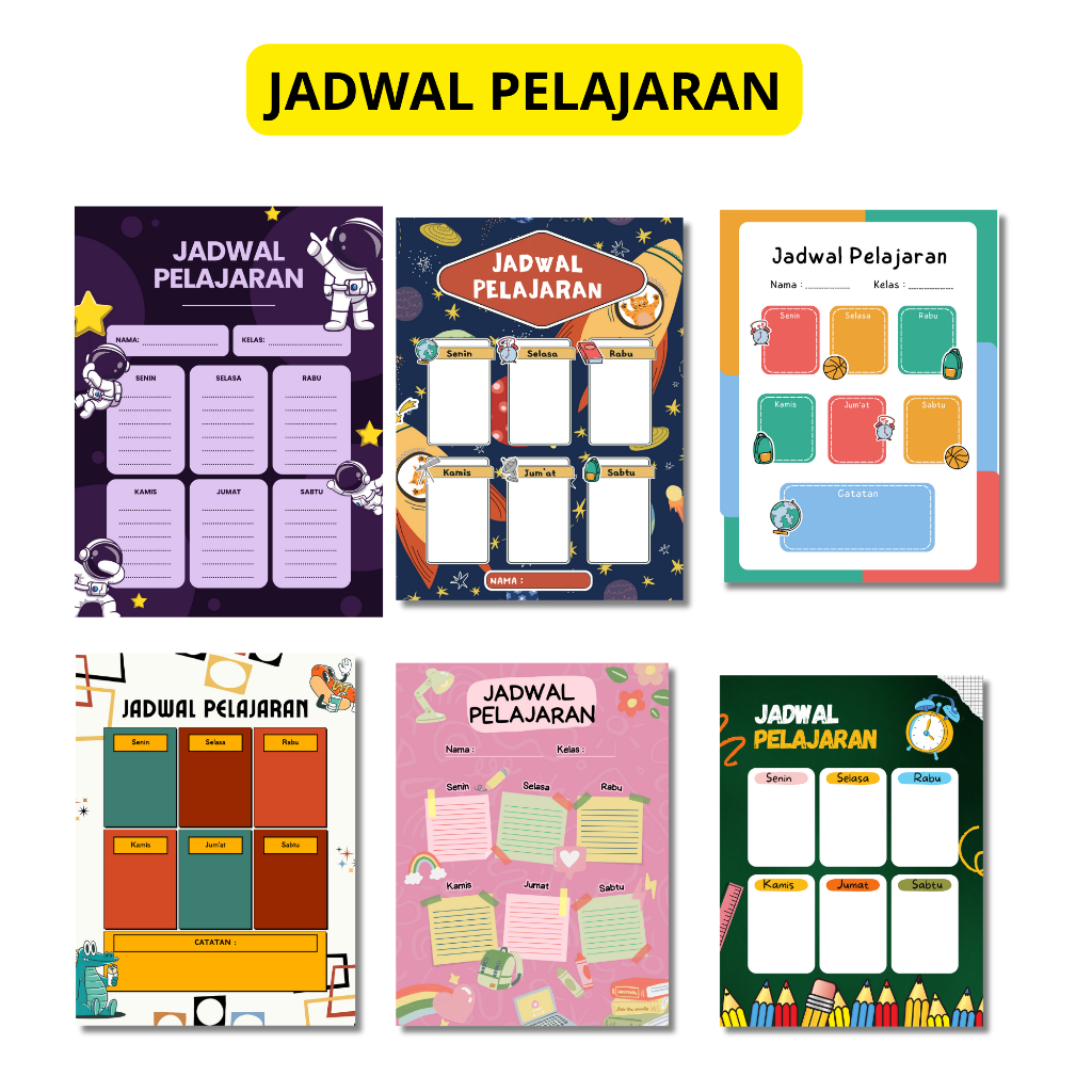 Jual Poster Jadwal Pelajaran Sekolah Bisa Di isi langsung Bahan Sticker ...