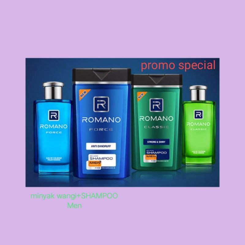 Jual Minyak wangi RomaNo100ml, ORIGINAL+SHAMPOO Romano,170ml | Shopee ...