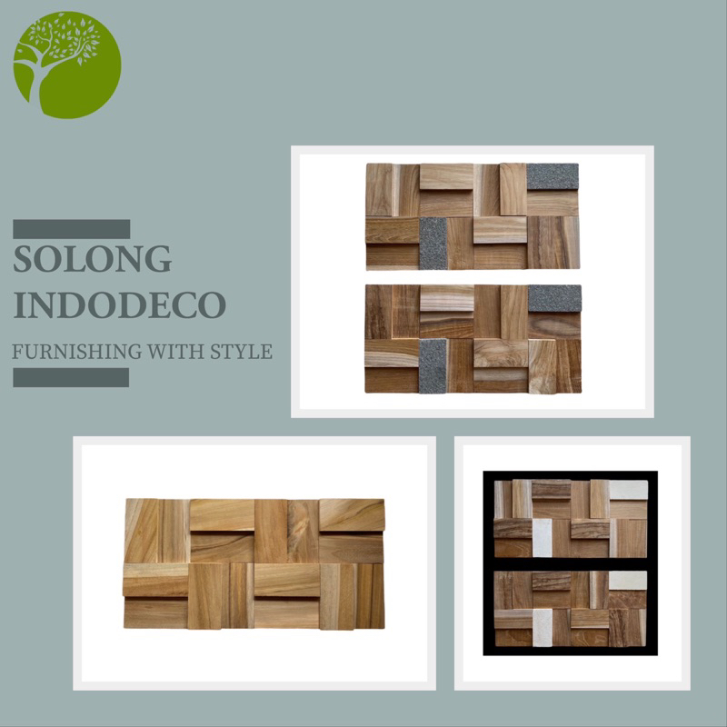 Jual Wallpanel dinding kayu jati Woodpanel kombinasi batu andesit dan ...