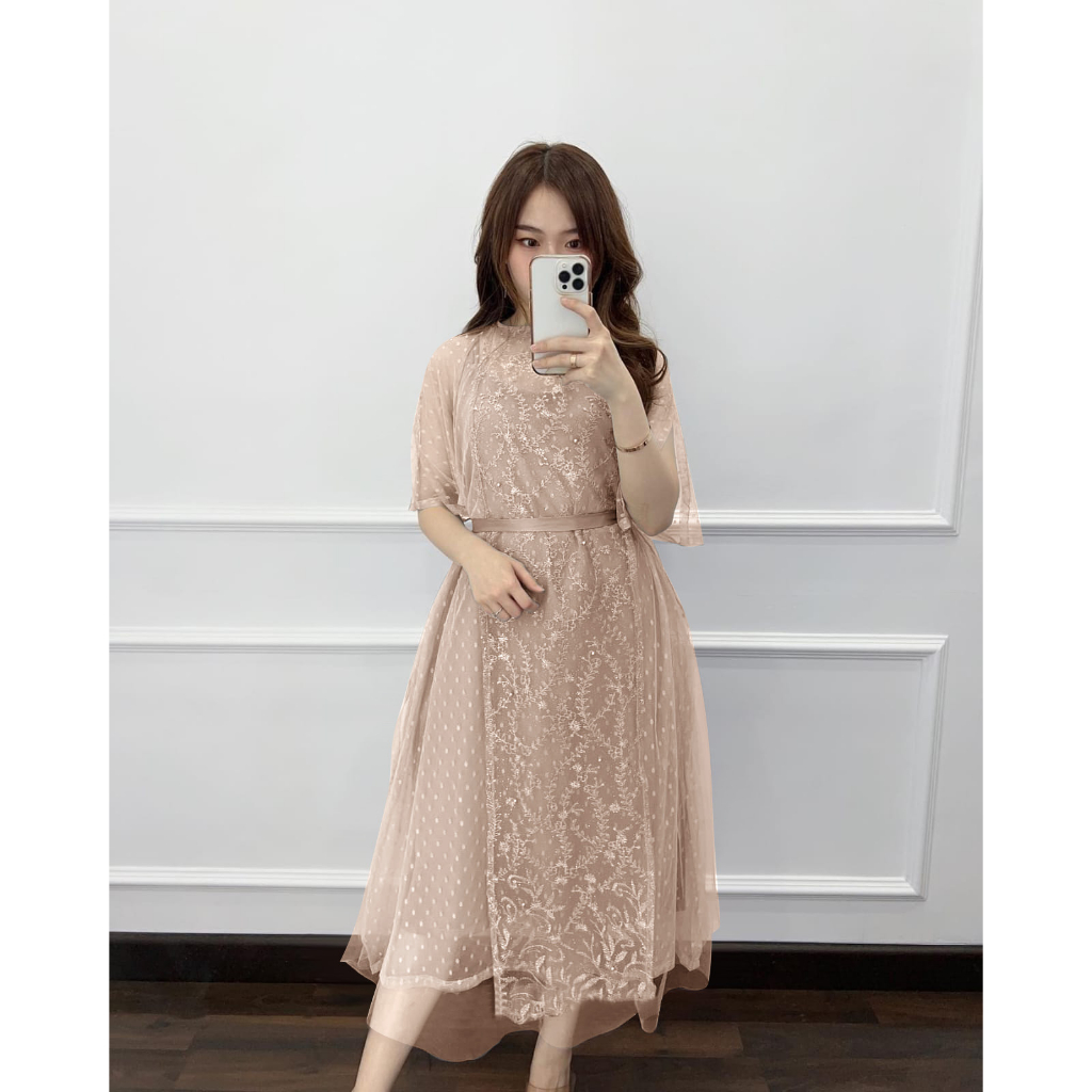 Jual O2 Fashion / Dress lorenza/gaun wanita/dress 2in1/ dress kondangan ...