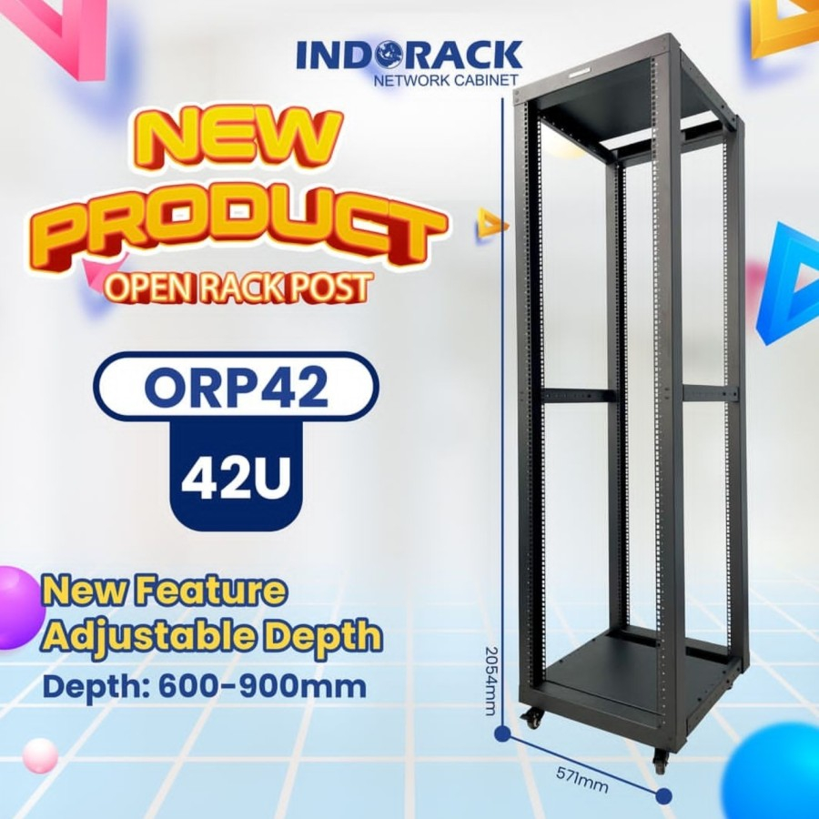 Jual ORP42 Open Rack Post INDORACK Rak Audio Rack Server 42U Depth 600 ...