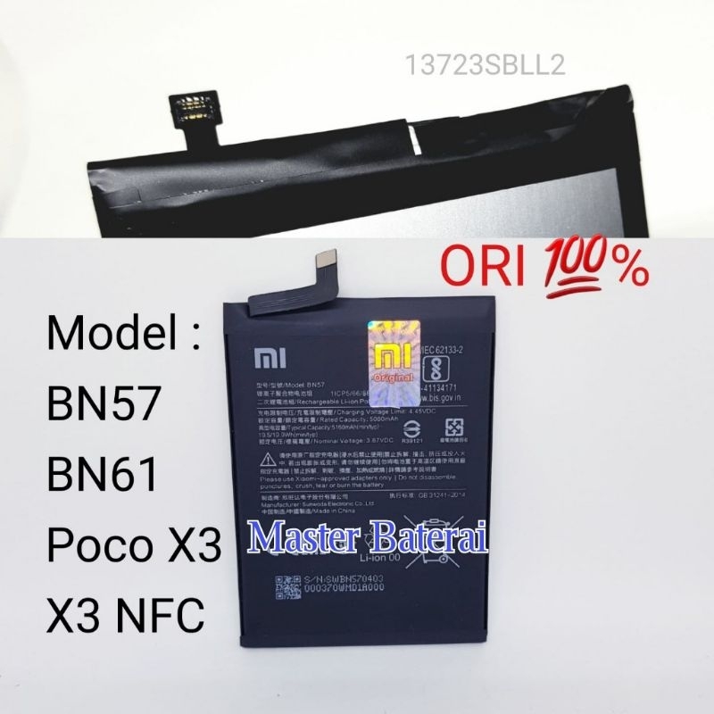 Jual Baterai Xiaomi Poco X3 Xioami Poco X3 NFC Kode Batrai BN57/BN61 ORIGINAL | Shopee Indonesia