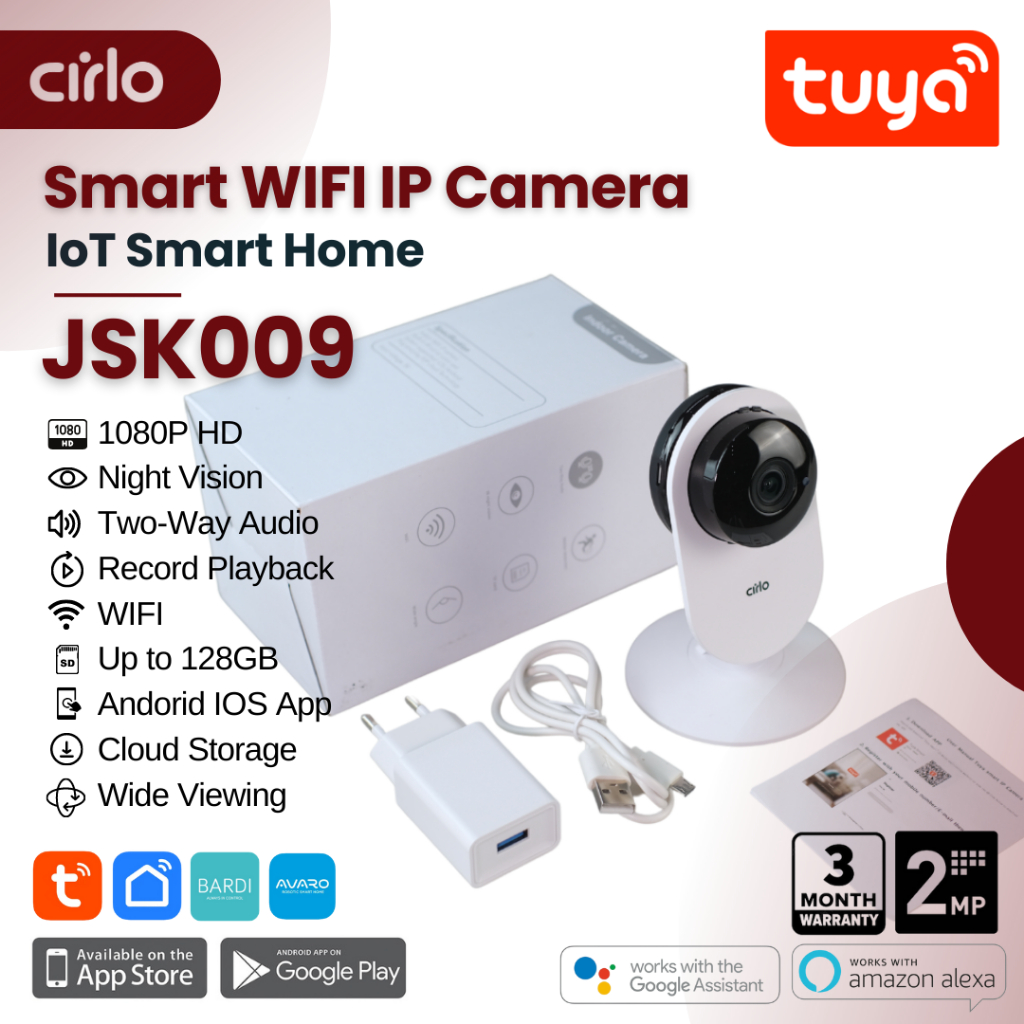 Jual TUYA Smart IP Camera WIFI 1080P-2.0MP - JSK009 [Tuya SmartLife ...