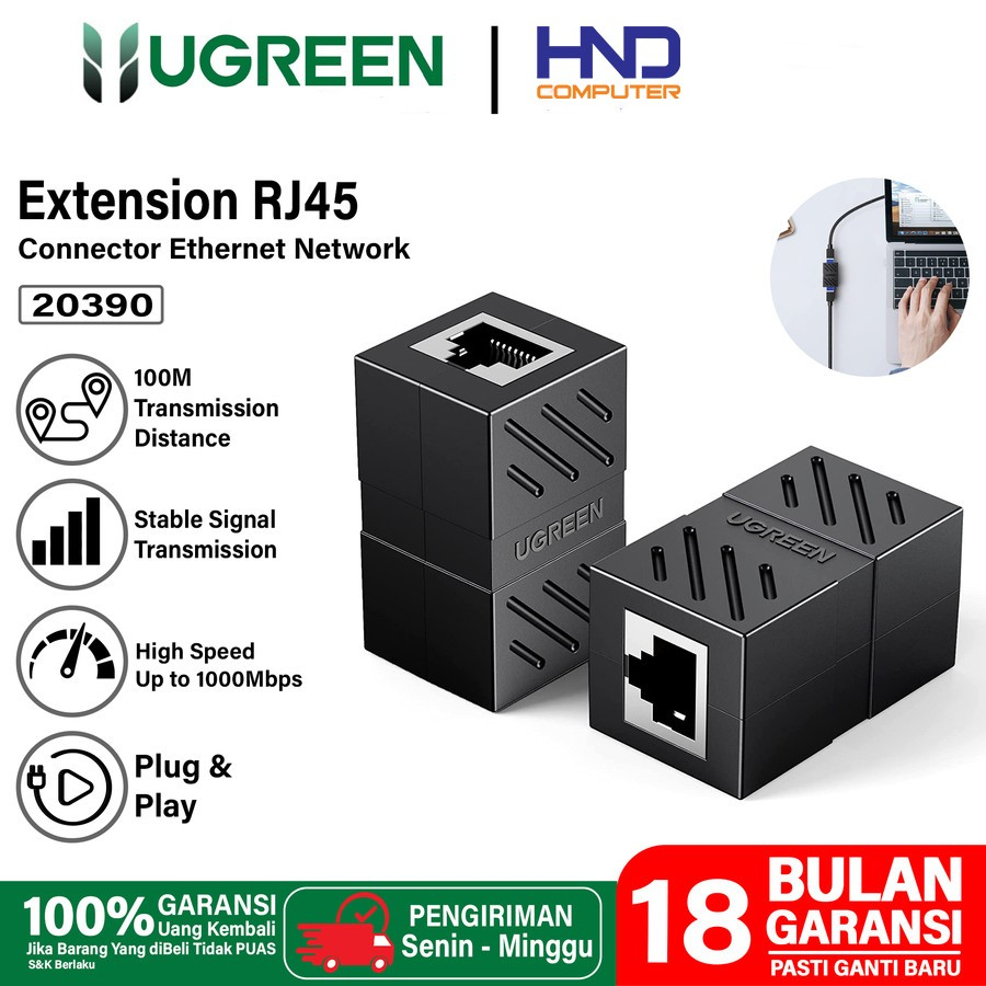 Jual UGREEN Barel UTP RJ45 Coupler Female to Female CAT5/6/7 Black ...