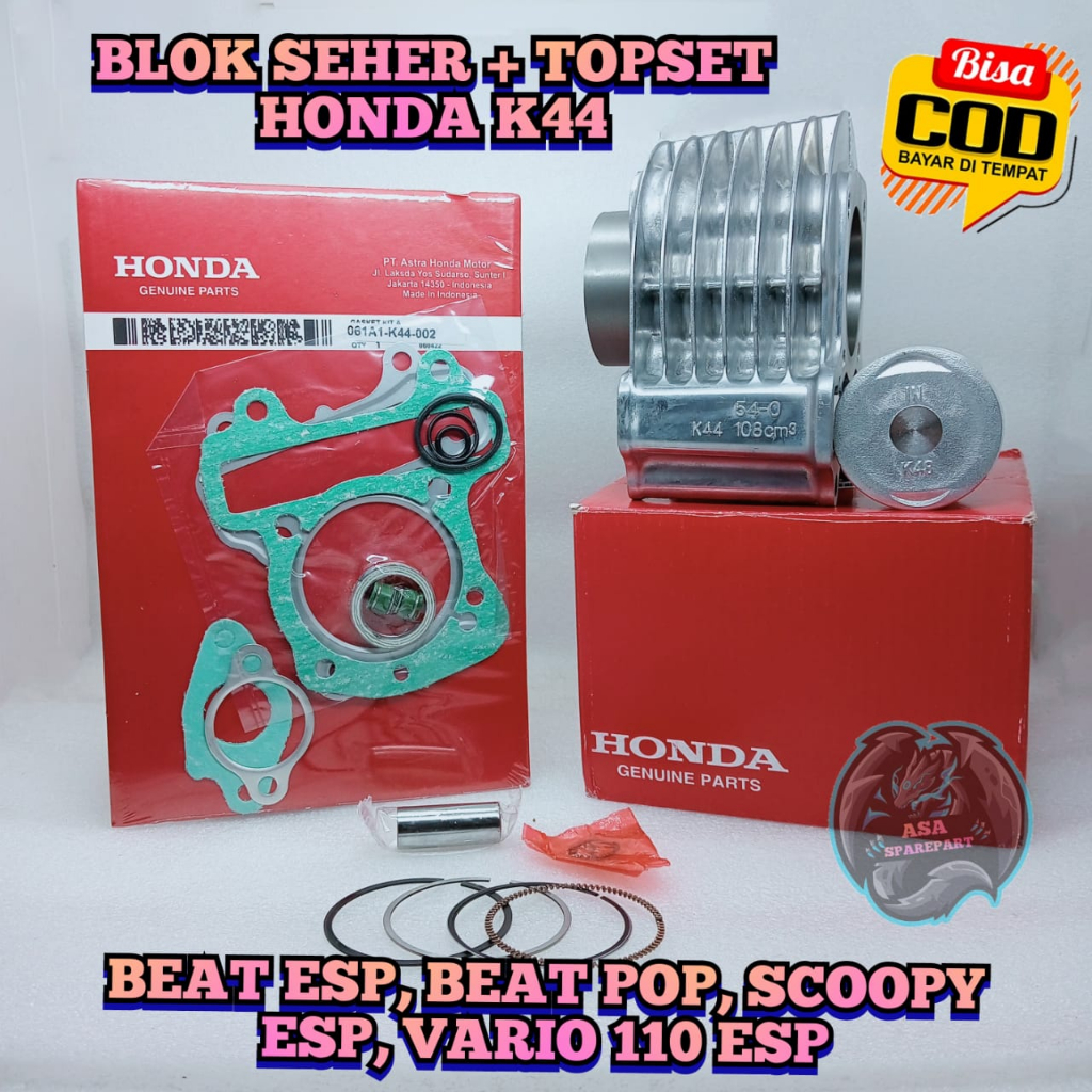 Jual BLOK + SEHER SET + TOPSET K44 Motor Honda BEAT FI ESP / STATER HALUS , BEAT POP , SCOOPY FI ...