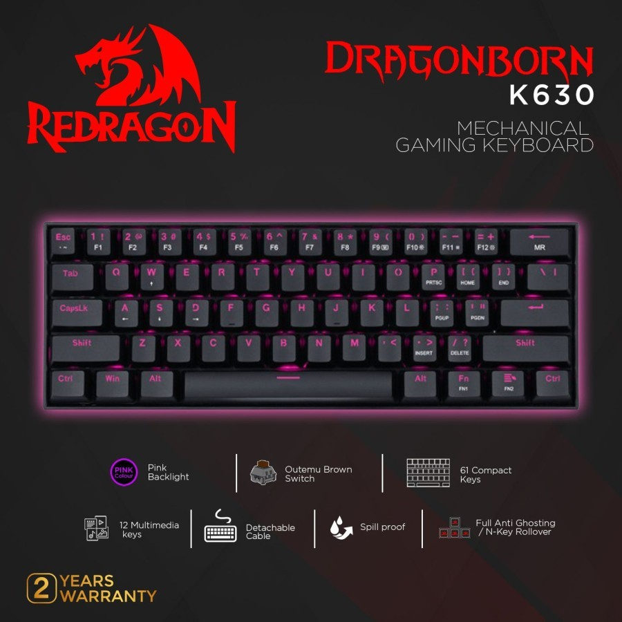 Jual Redragon Mechanical Gaming Keyboard DRAGONBORN - K630 | Shopee ...