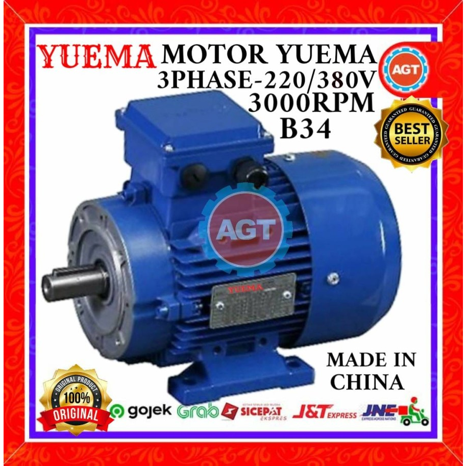 Jual YUEMA SA 0.37KW 0.5HP 2P 3000RPM 3PHASE B34 FRAME 711-2 ELECTRIC ...