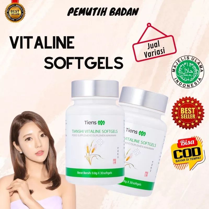 Jual [COD] VITALINE SOFTGELS TIENS | VITAMIN KULIT | 100% original herbal alami | Shopee Indonesia