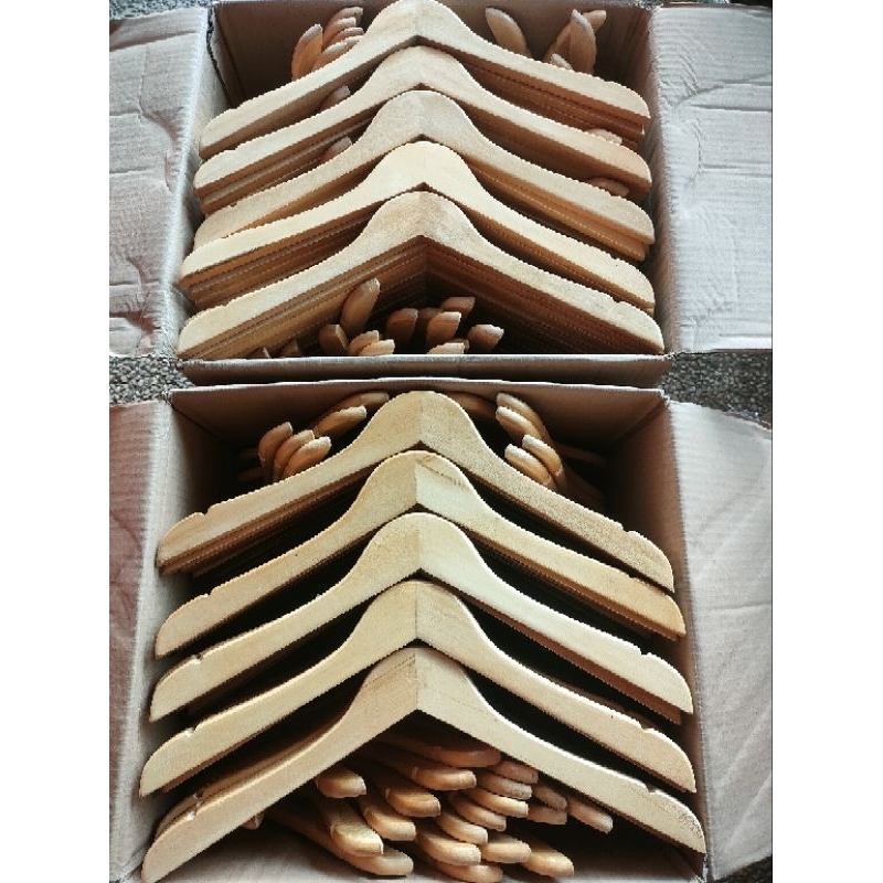 Jual hanger kayu polos Natural dewasa, paket 200 pcs | Shopee Indonesia