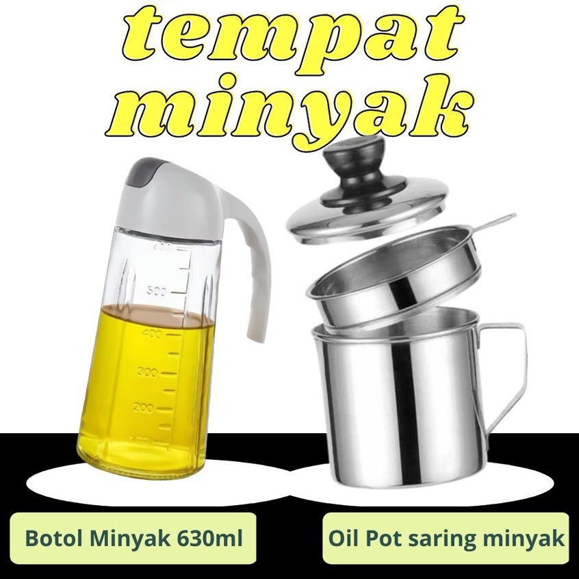 Jual Oil Pot Stainless Steel - oil pot kaca 630ml/ Wadah Saringan ...