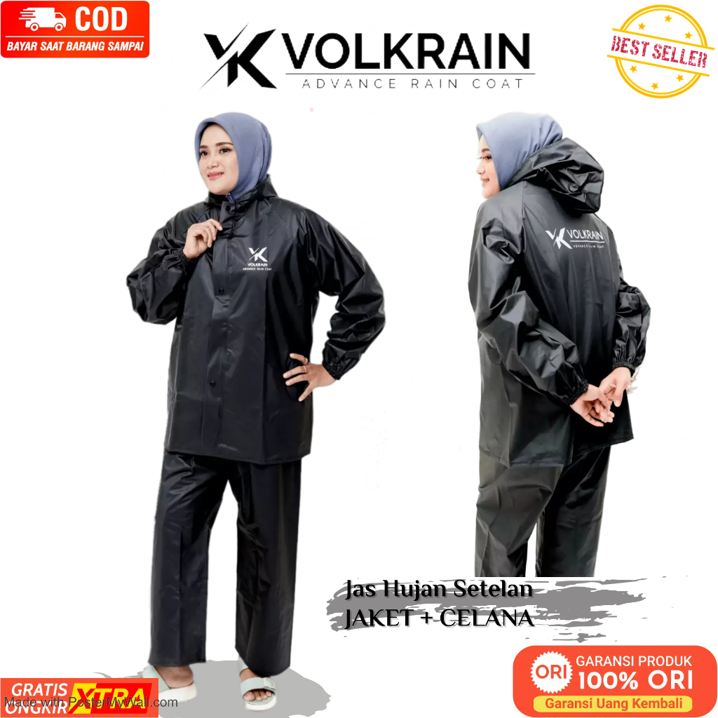 Jual Jas Hujan Setelan Baju Celana Pria Wanita Dewasa by Volkrain Advance Raincoat Original 100% ...