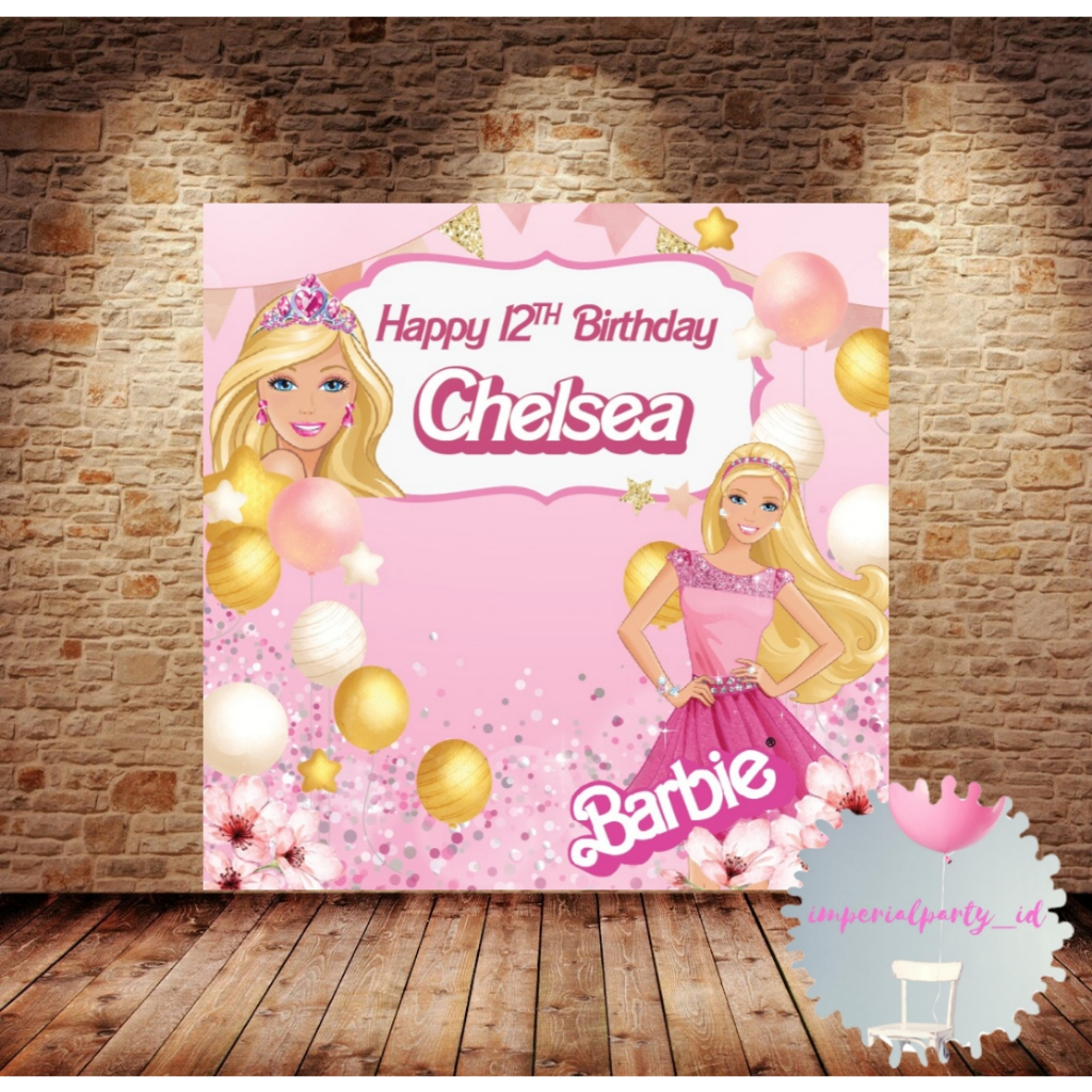 Jual Custom Backdrop Banner Spanduk Happy Birthday Barbie Pink Doll ...