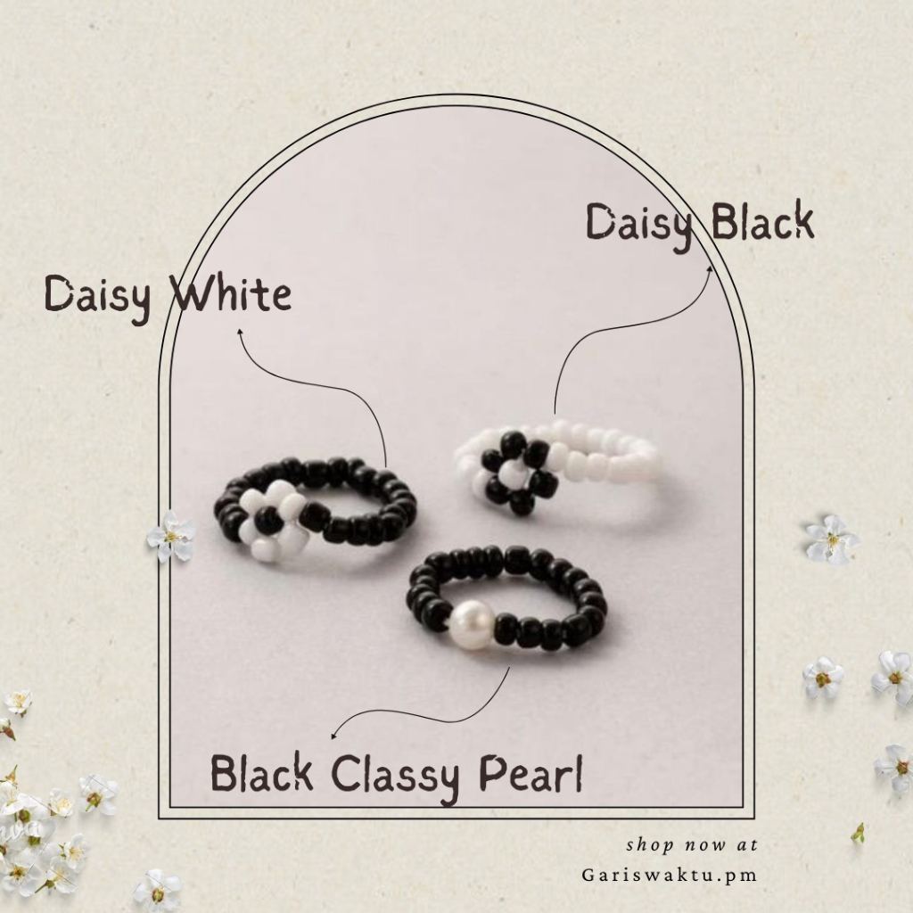 Jual [Part3] Promo1.1!Rings Classy Pearl Series Black Beads | Shopee ...
