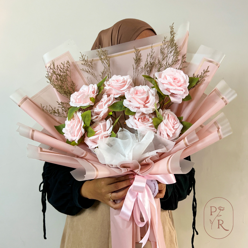 Jual 𝐏𝐀𝐏𝐄𝐑𝐔𝐒𝐇 [JRA02] Buket Bunga Artificial Pink / Kado Hadiah Wisuda Lamaran Ulang Tahun ...