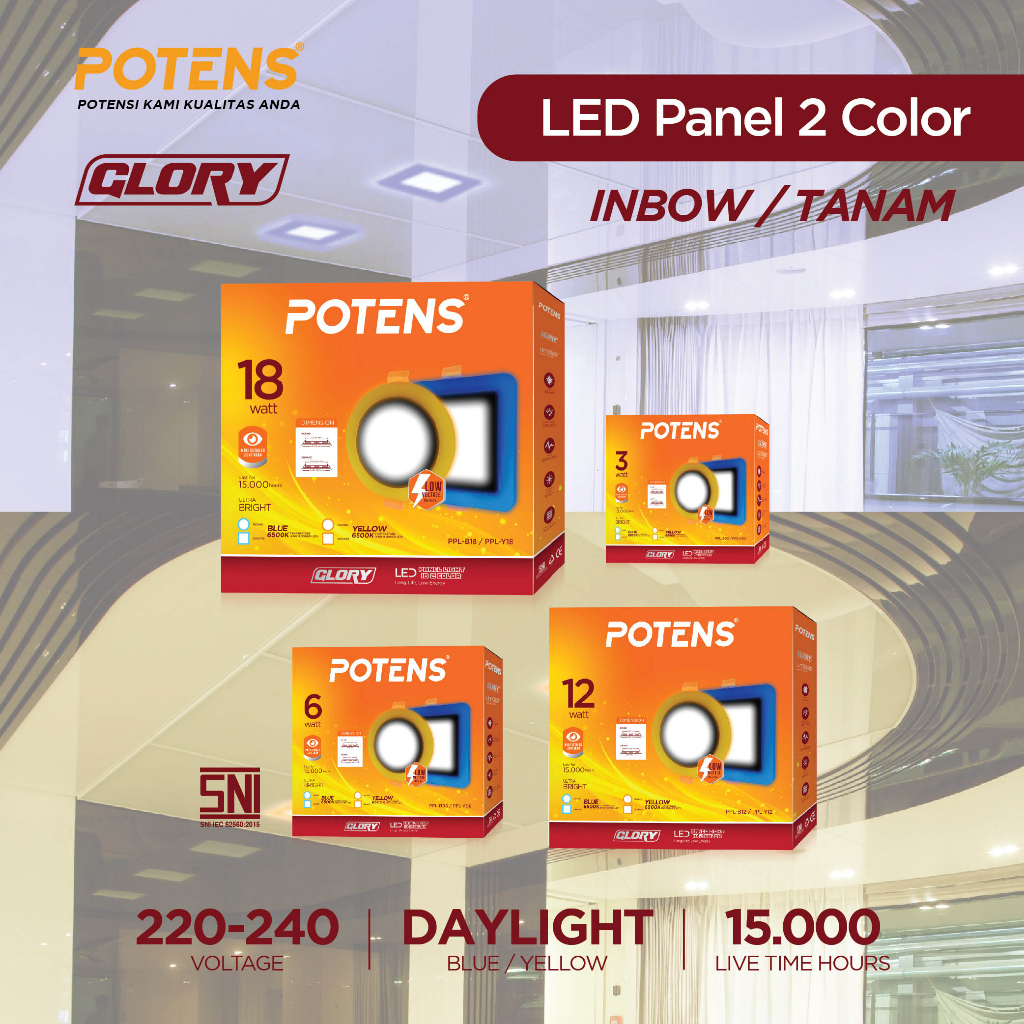 Jual POTENS PPL-Y/B Potens Lampu LED Panel 2 Color Garansi Import ...