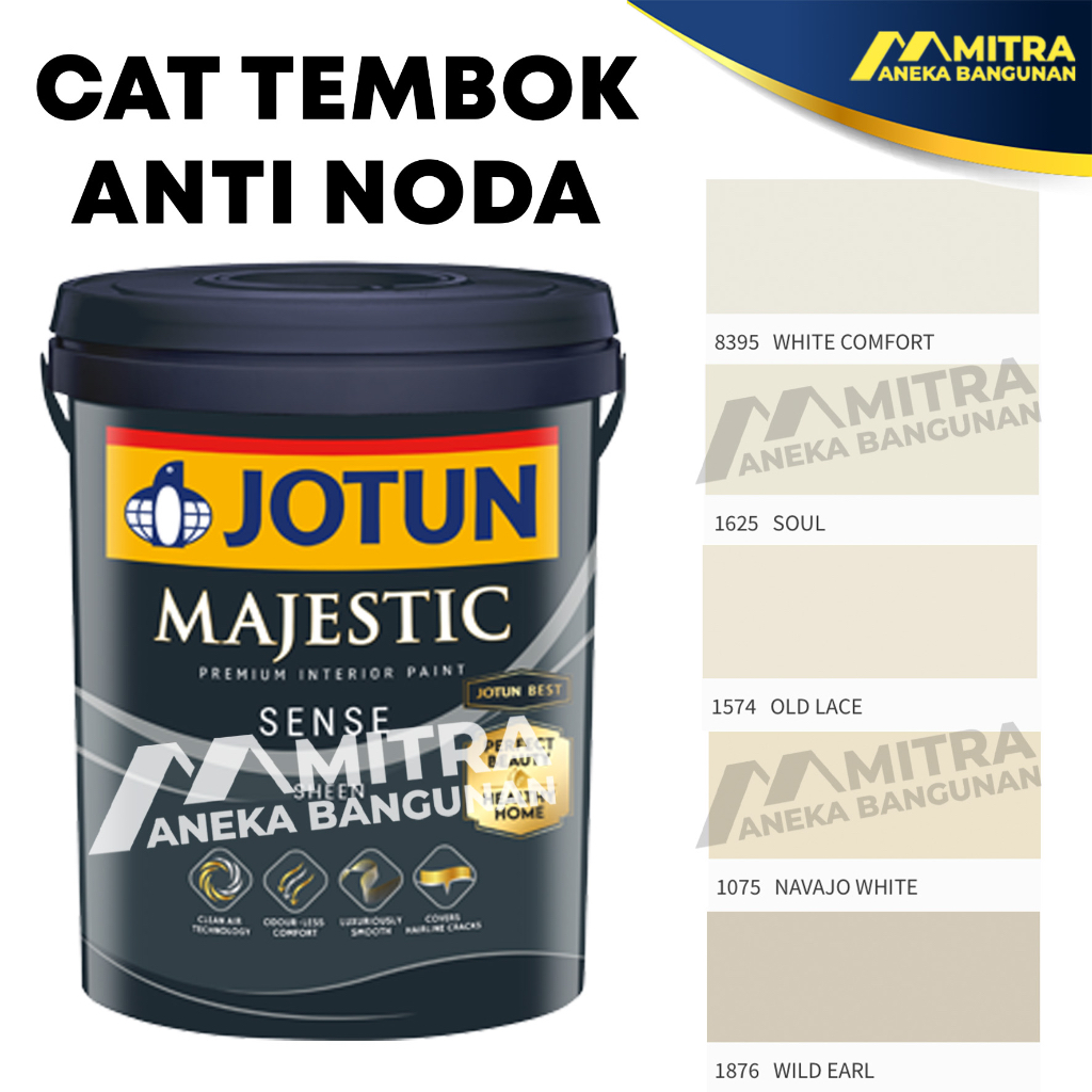 Jual JOTUN MAJESTIC SENSE 2,5 LITER CAT TEMBOK INTERIOR ANTI NODA / BROKEN WHITE IVORY GADING ...
