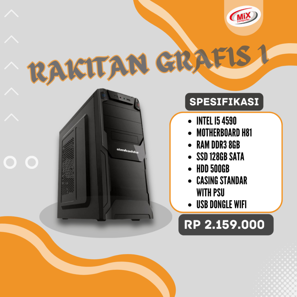 Jual Paket PC Desain Komputer Rakitan 1 set Lengkap - Core i5 4590 SSD 128GB Ram 8GB , Tanpa ...